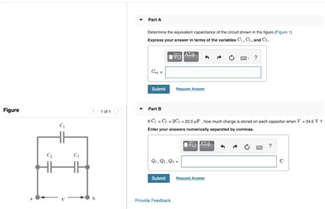 Solved Part A Determine The Equivalent Capacitance Of The Chegg Com