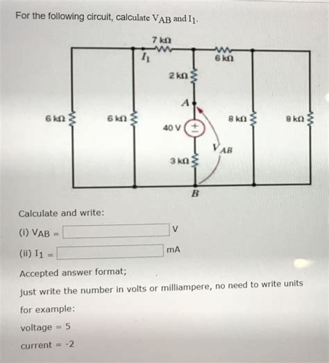 solved for the following circuit calculate v ab and i 1