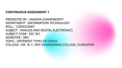 Analog Ppt On Diffderent Types Of Codes Pptx