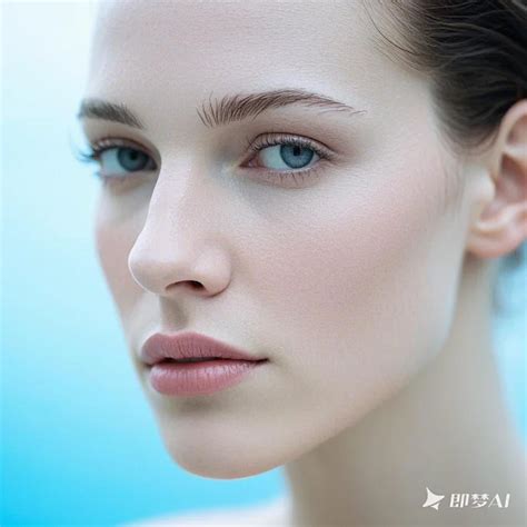 皮肤好的女性欧美模特，浅蓝色虚化背景 57 花瓣网