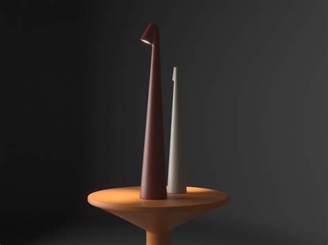 Elegant Slim Conical Stem Table Lamp And Bedside Table 3d Model Cgtrader