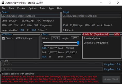 QSVEnc AV And MKV Mkvmerge Container Conflict Staxrip V Issue Staxrip
