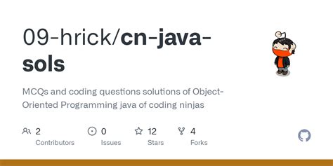 GitHub Hrick Cn Java Sols MCQs And Coding Questions Solutions Of Object Oriented