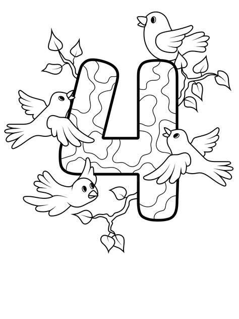 Number Four Coloring Page