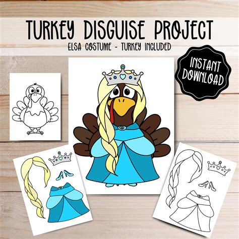 Turkey Disguise Elsa Template Printable Templates