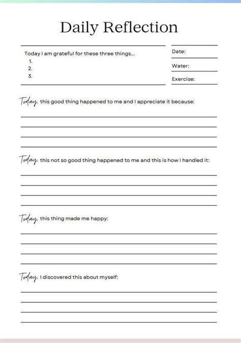 Daily Relfection Printable Pdf Journal Etsy