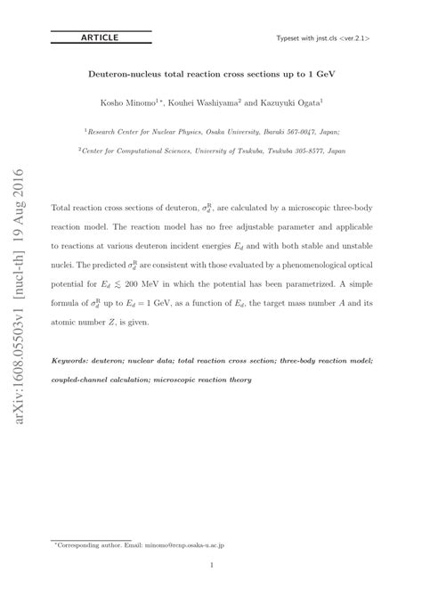 Pdf Deuteronnucleus Total Reaction Cross Sections Up To 1 Gev