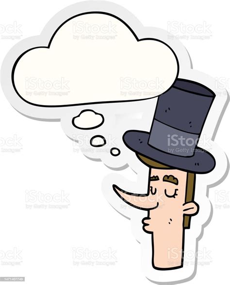 인쇄된 스티커로 생각 거품이 있는 모자를 쓰고 있는 만화 남자 귀여운에 대한 스톡 벡터 아트 및 기타 이미지 귀여운 기포 낙서 드로잉 Istock
