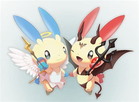 Minun And Plusle Pokemon Drawn By Purobe Danbooru
