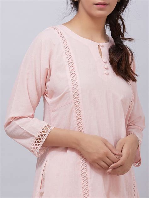 Buy Light Pink Cotton Kurta With Hand Block Printed Palazzo Set Of 2