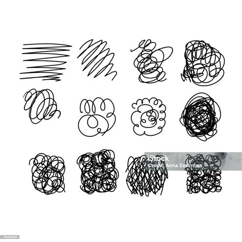 손으로 그린 낙서 기호 흰색 절연의 집합입니다 스타일 스케치 낙서 음영 처리 및 부 화 배지 고 거품 모양입니다 흑백 벡터