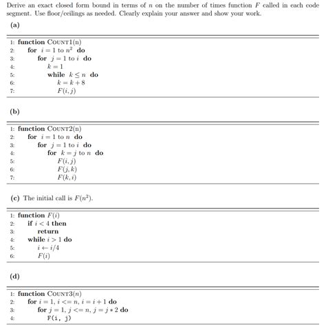 Solved Derive An Exact Closed Form Bound In Terms Of N On