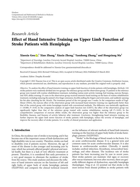 Pdf Effect Of Hand Intensive Training On Upper Limb Function Of