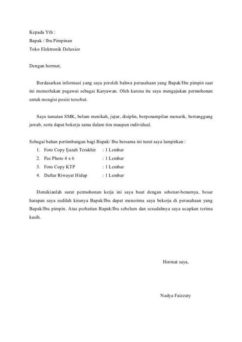 Detail Contoh Surat Lamaran Kerja Untuk Lulusan Smk Koleksi Nomer