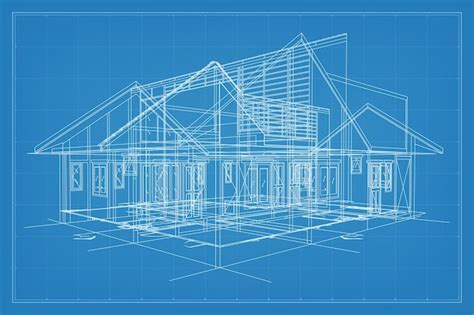 premium vector 3d render of building wireframe structure perspective