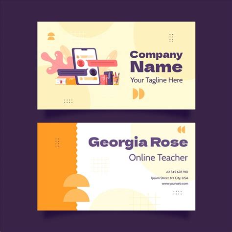 Premium Vector Flat Design Online College Vertical Business Card