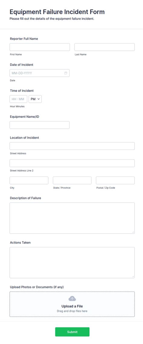 Equipment Failure Incident Form Template Jotform