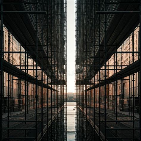 Symmetrical Scaffold Design In An Urban Environment Stock Illustration