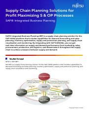 MANUFACTURING SAP IBP EN Pdf Cloud Based Supply Chain Planning Solution SAP IBP Supply Chain
