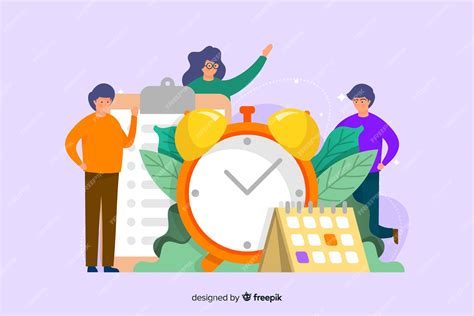 시간 관리 방문 페이지 템플릿 평면 디자인 무료 벡터