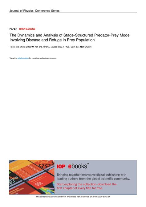 Pdf The Dynamics And Analysis Of Stage Structured Predator Prey Model