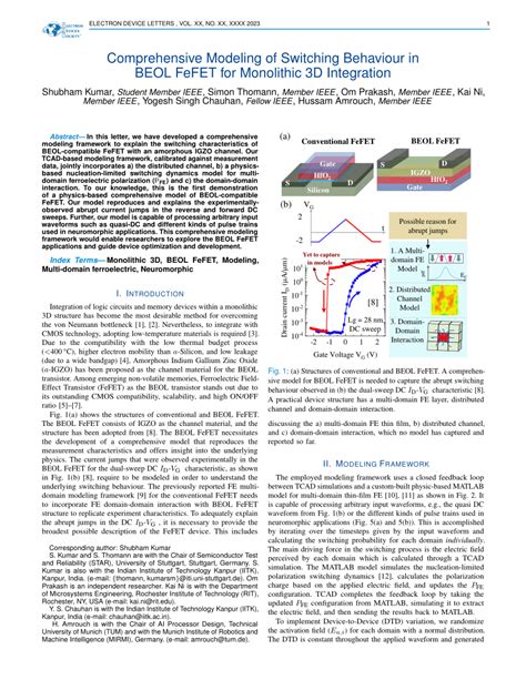Pdf Comprehensive Modeling Of Switching Behaviour In Beol Fefet For