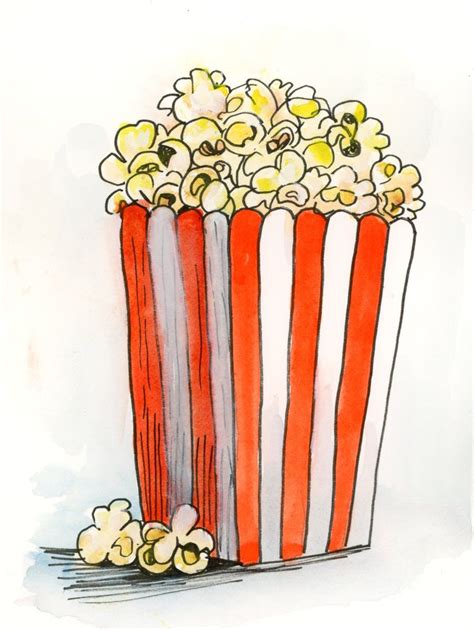 Movie Popcorn Simple Drawing Of Popcorn Drawn Popcorn National
