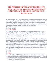 CPC Practice Exam Latest 2022 2024 With Real Exam Questions And Course Hero