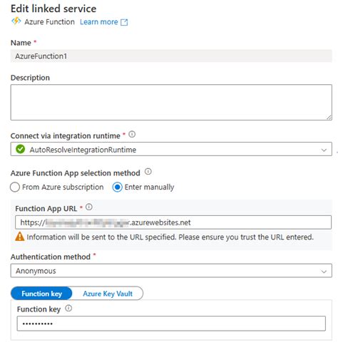 how to connect to function app azure functions from azure synapse