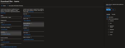 Azure Active Directory Unable To Set Policy To Block Files Download