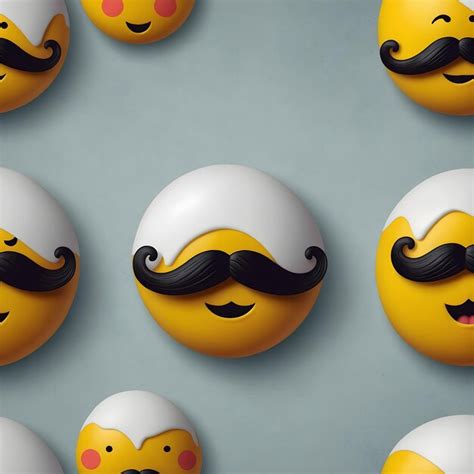 Quirky Mustache Emoji Collection Premium Ai Generated Image