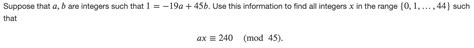 Solved Suppose That A B Are Integers Such That 1 19a