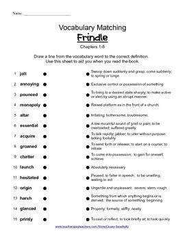 Frindle Trial Copy Chapters 1 5 Printables Test Activities