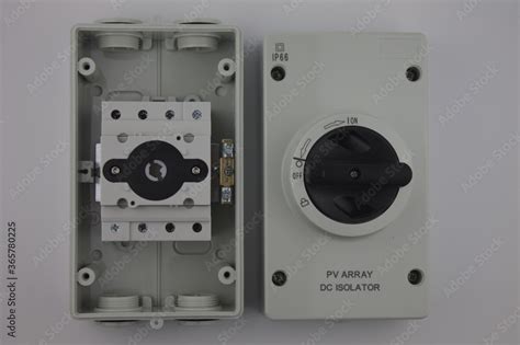 PV Array Dc Isolator Internal View Of Layout And Connectors And External Cover Isolated On