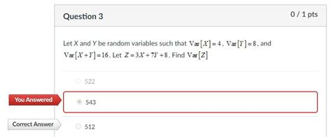 solved question 3 0 1 pts let x and y be random variables
