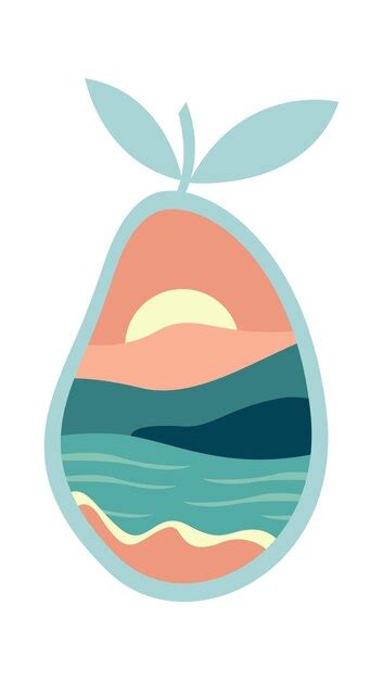 Premium Vector Summer Pear Shape With Paradise Landscape