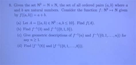 Solved 8 Given The Set N N The Set Of All Ordered Chegg Com