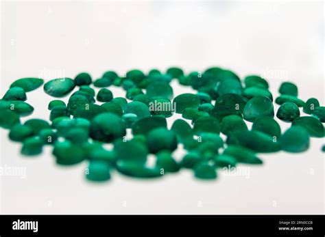 Green Emeralds From Muzo Coscuez And Chivor Colombia Isolated On White Background Princess Cut