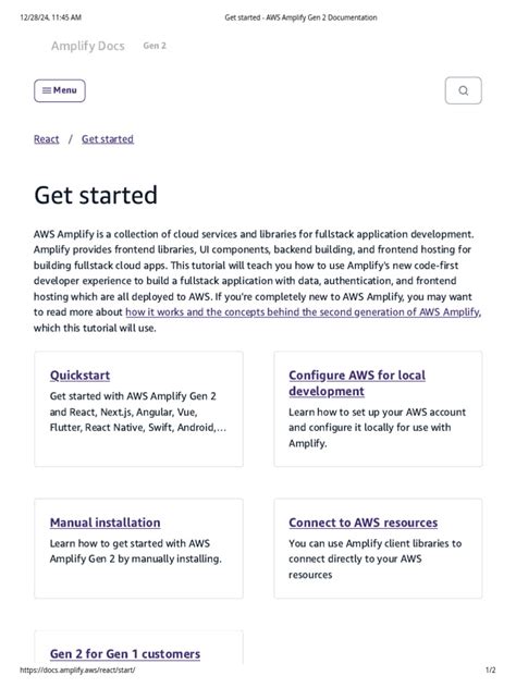 Get Started Aws Amplify Gen 2 Documentation Pdf Amazon Web