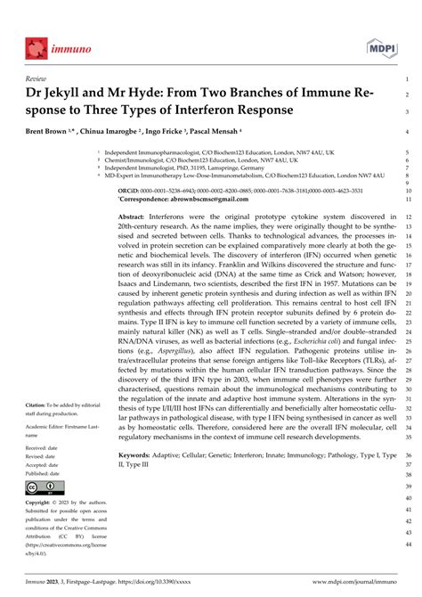 Pdf Dr Jekyll And Mr Hyde From Two Branches Of Immune Response To