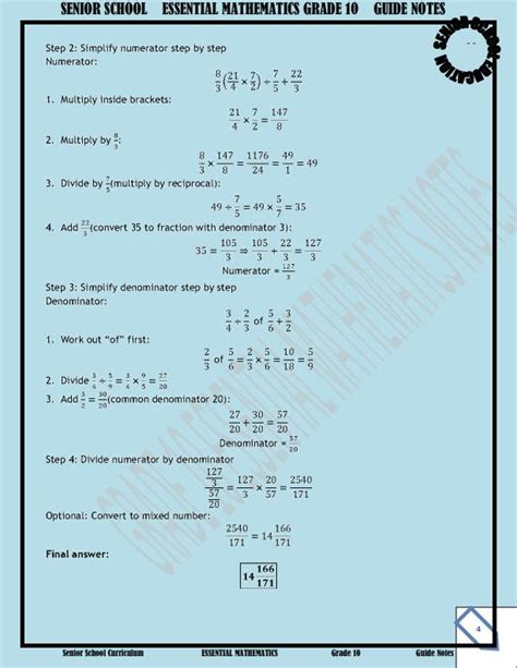 Grade 10 Essential Mathematics Notes Term 1 Term 2 Term 3