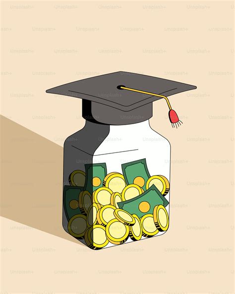 돈이 가득 든 항아리 위에 놓인 졸업식 모자 벡터 Unsplash의 벡터 이미지
