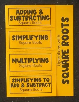 Operations With Square Roots Foldable For Algebra 1 By Lisa Davenport