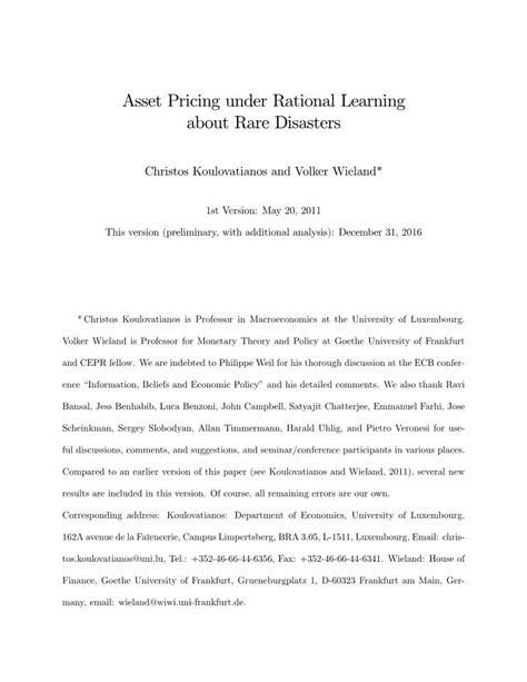 asset pricing under rational learning about rare disasters docslib