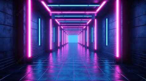 네온 불빛과 빛나는 광선이 있는 복도의 3d 렌더링 네온 룸 어두운 빛 3d 빛 배경 일러스트 및 사진 무료 다운로드 Pngtree