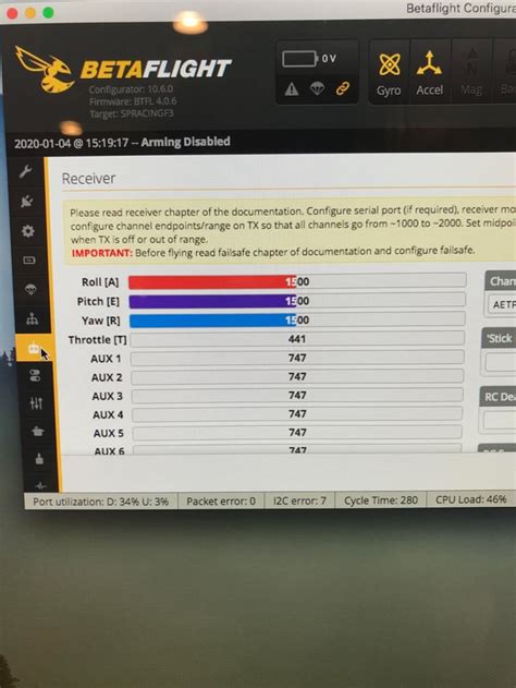 Beta Flight Receiver Tab Not Working Sticks Wont Move Anything R Multicopter