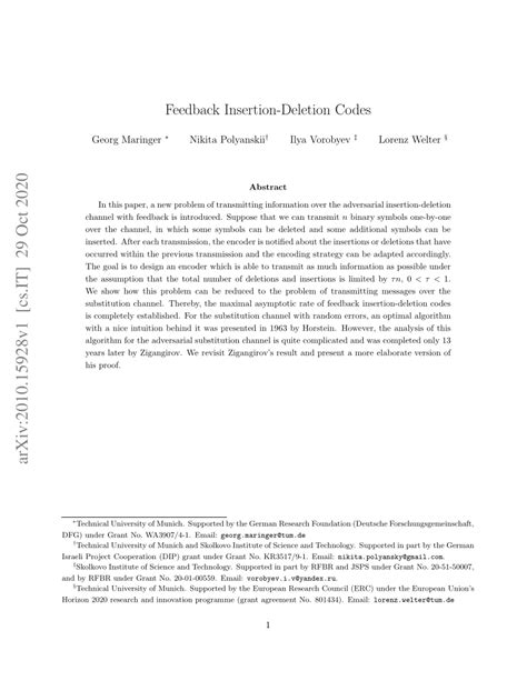 pdf feedback insertion deletion codes