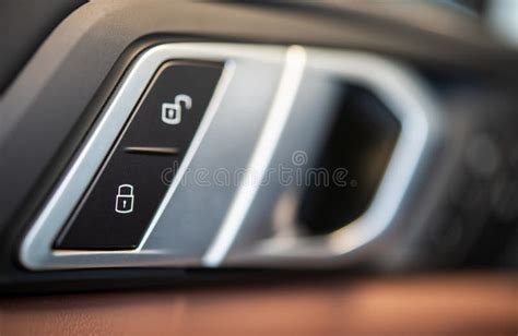 Close Up Of Car Lock Button And Interior Control For Secure Vehicle Access Featuring Modern
