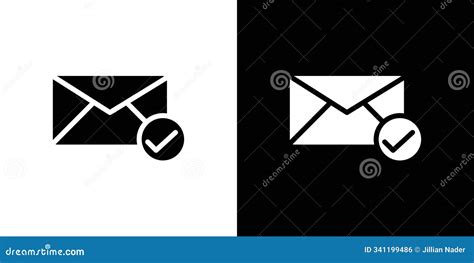 Check Message Icon Black And White Vector Outline Sign 340941587