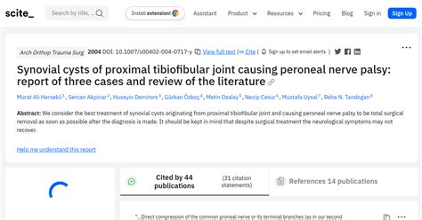 Synovial Cysts Of Proximal Tibiofibular Joint Causing Peroneal Nerve Palsy Report Of Three